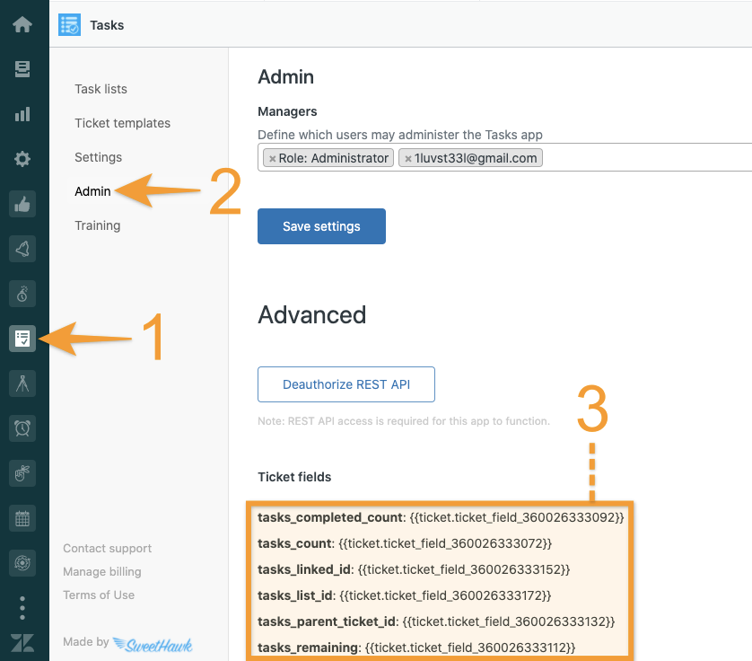 Using tasks ticket fields – SweetHawk Help Center